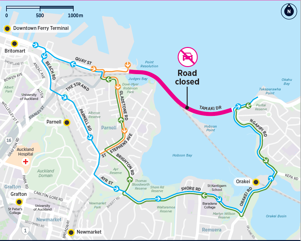 Tamaki Drive Close closed - Friday to Sunday - Orakei Marina